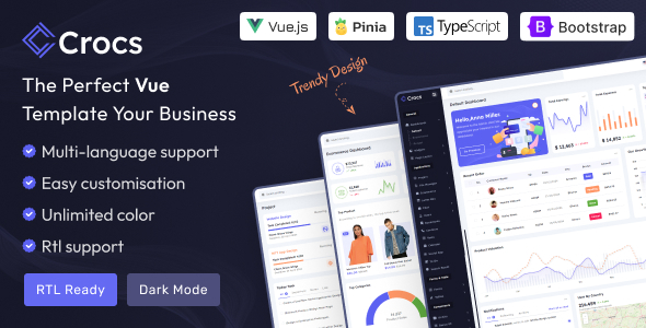Crocs - Vue JS Admin Dashboard Template by PixelStrap | ThemeForest